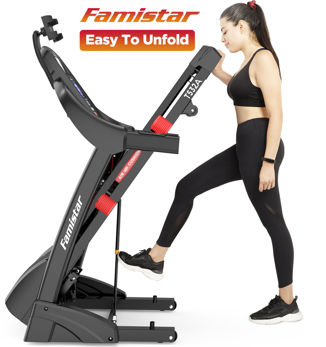 Famistar 4.5HP Folding Treadmill w/ APP control Portable Foldable, 15 ...