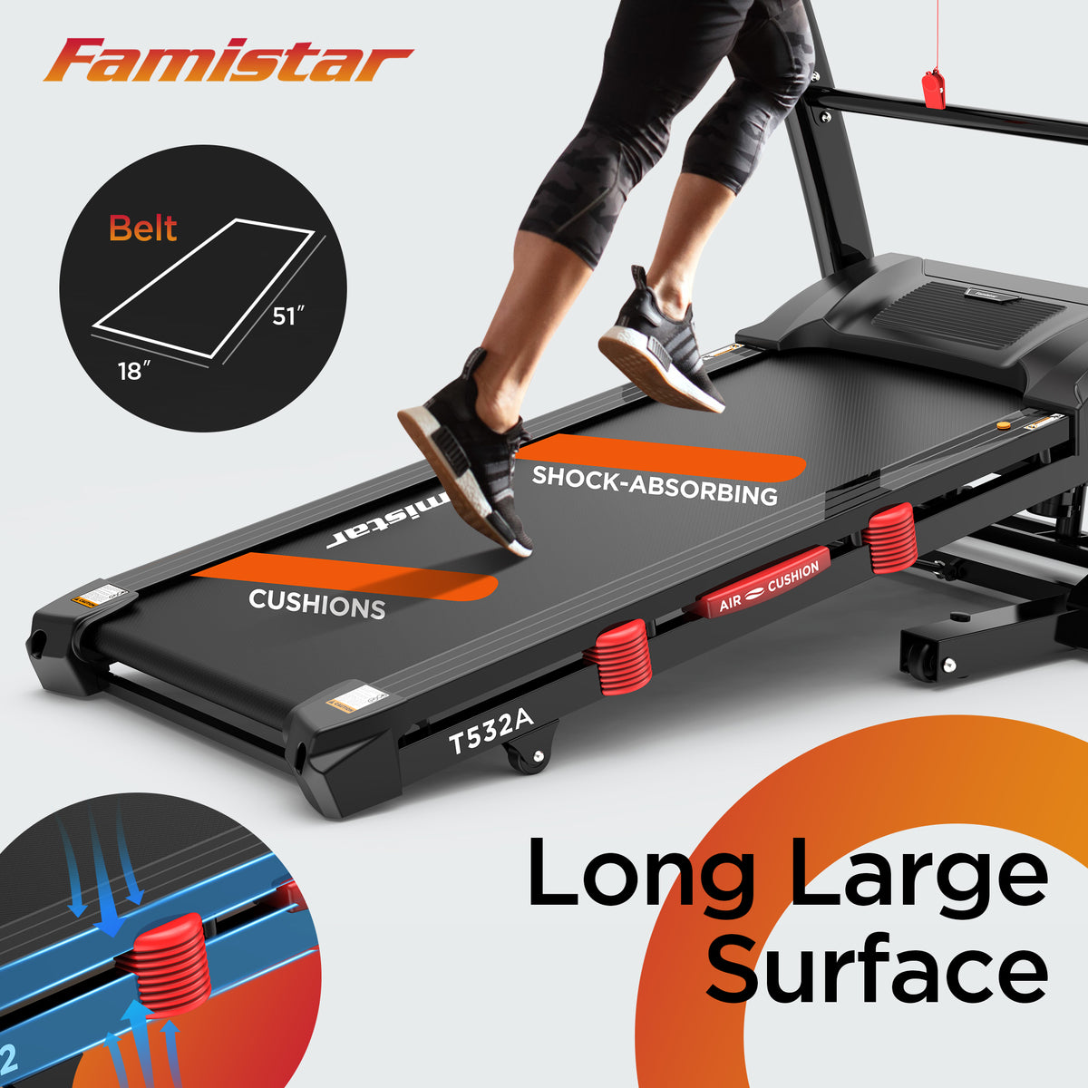Famistar 4.5HP Folding Treadmill Clearance w/ APP control Portable Fol ...