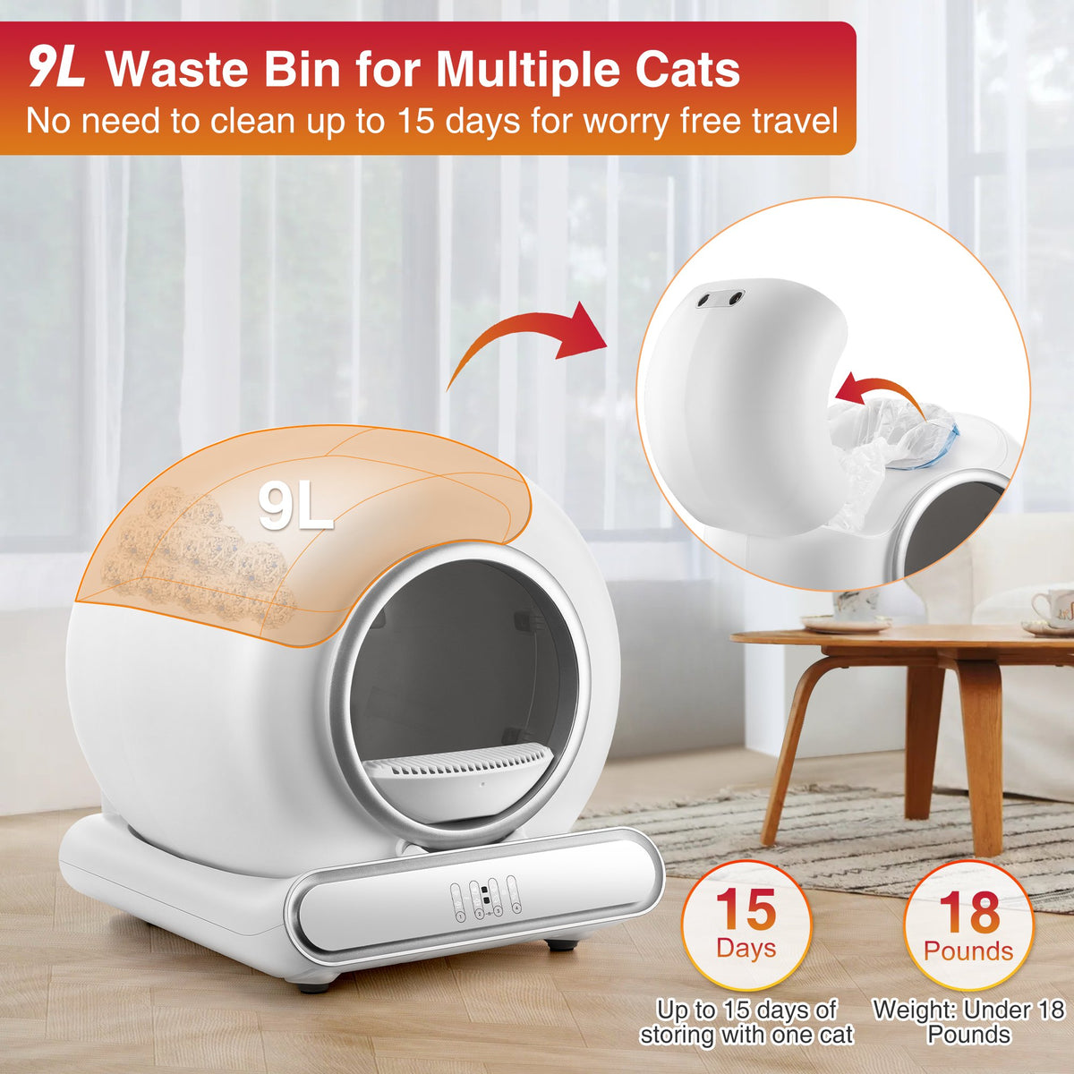 Famistar Automatic Cat Litter Box, Self Cleaning and Odor Removal Robo ...