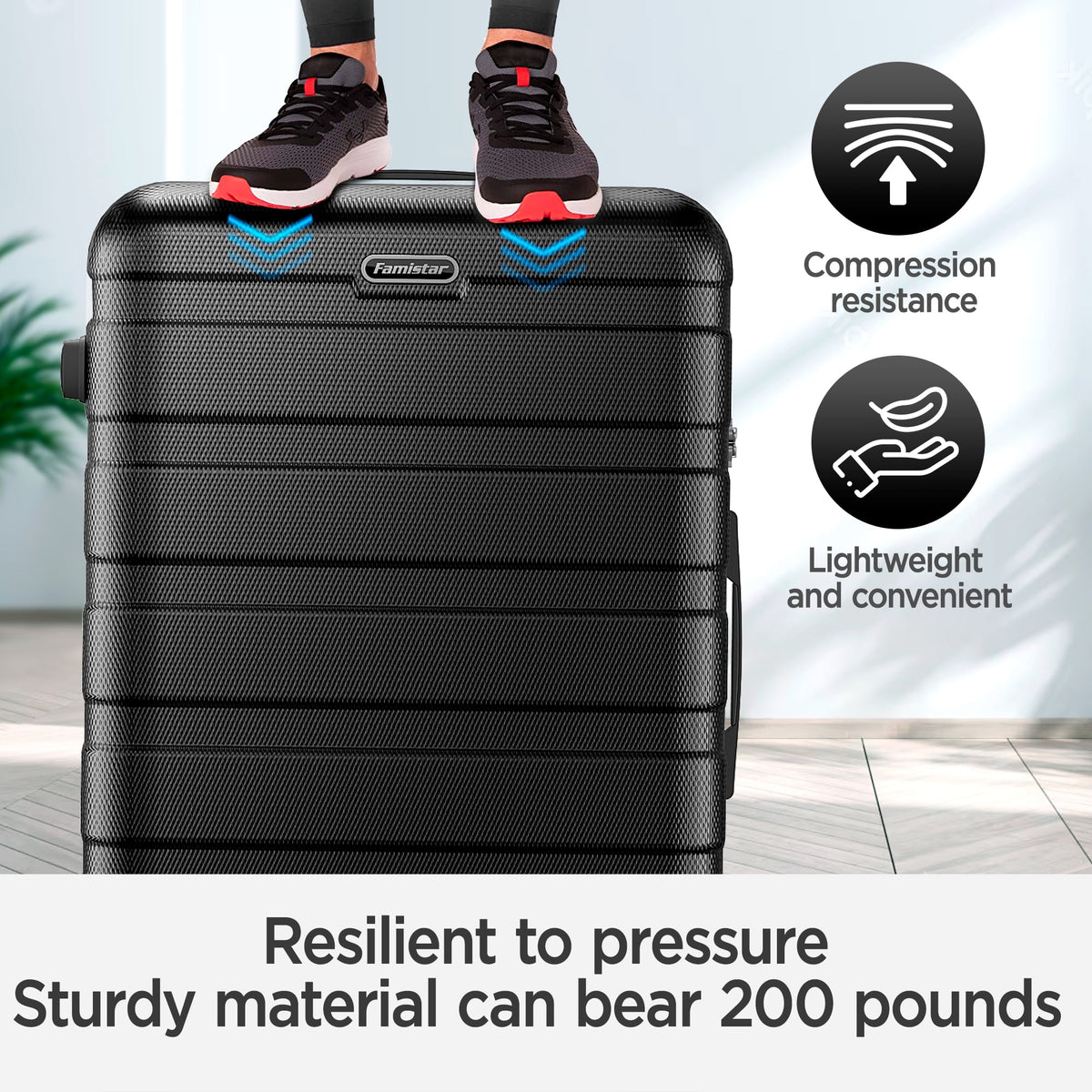 Famistar Luggage Set, 4 Pcs Hardside Suitcase with Spinner Wheels & TS ...