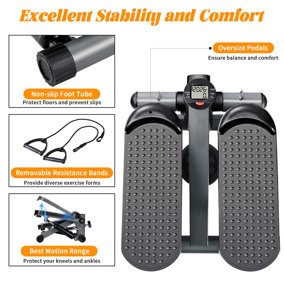 Steppers for Exercise at Home, Mini Stair Stepper with Resistance Band ...