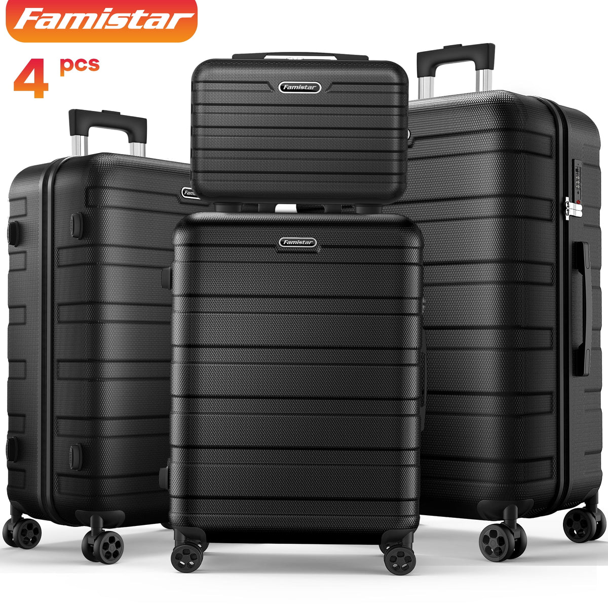Famistar Luggage Set, 4 Pcs Hardside Suitcase with Spinner Wheels & TS ...