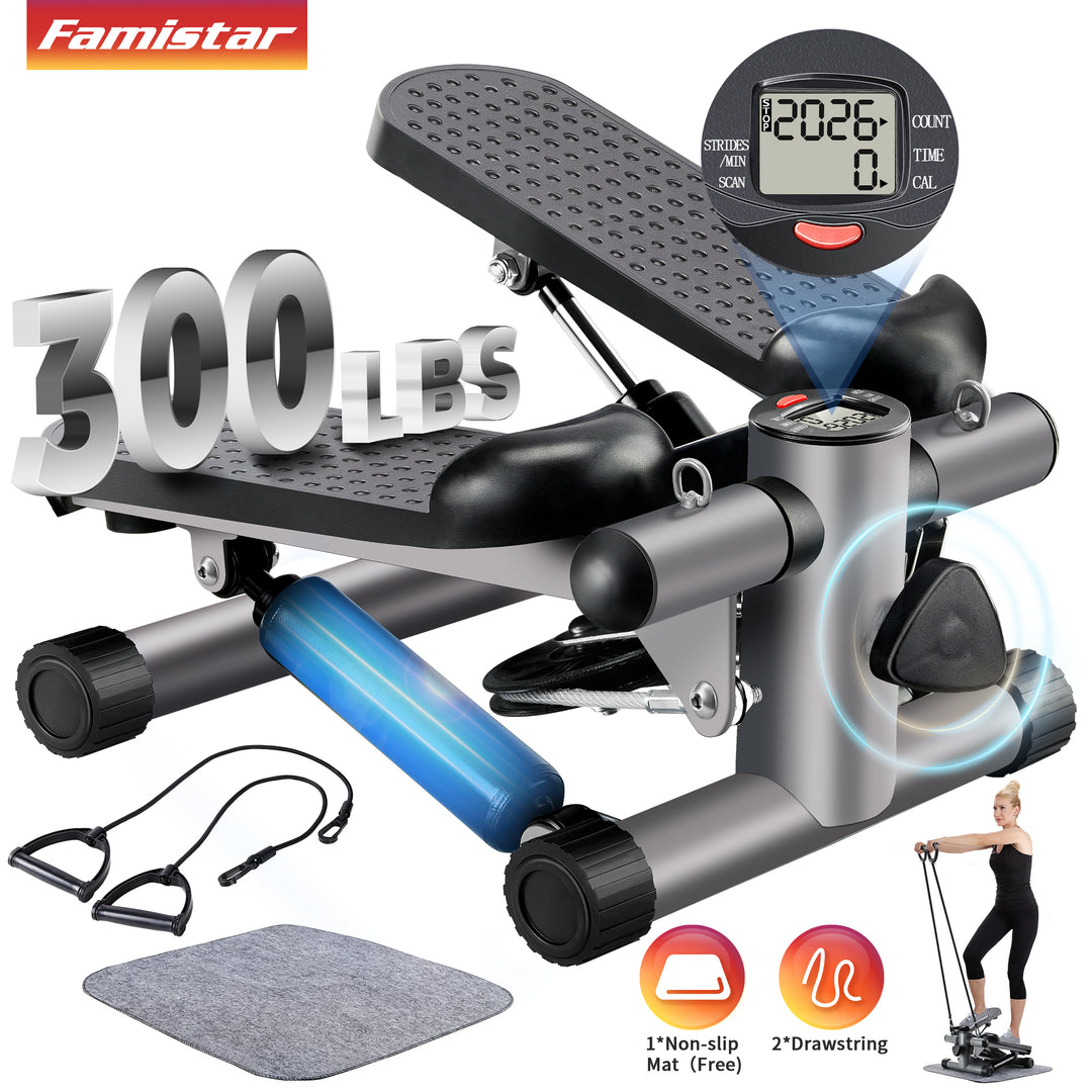 Steppers for Exercise at Home, Mini Stair Stepper with Resistance Band ...